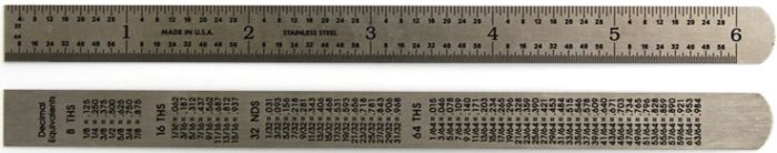 6" Flexible Scale 32nds/64ths & Decimal Equivalent (Silver)
