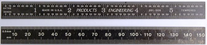 6" Flexible Scale E/M 32nds/64ths & 0.5MM/MM (Black)