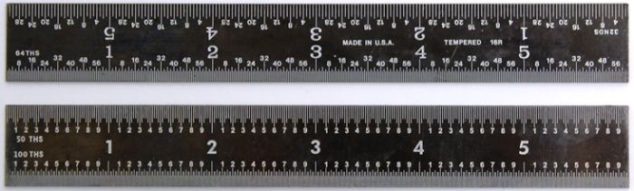 6" Rigid Scale 16R 32nds/64ths & 50ths/100ths (Black)