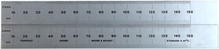 6" Rigid Scale M/M 0.5mm, mm & 0.5mm, mm Cosmetic Imperfection (Silver)